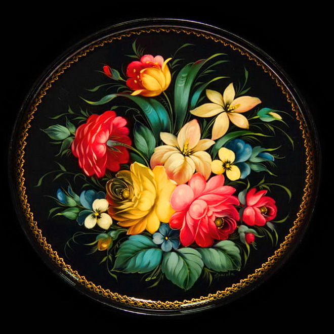 Пазл «Жостовский поднос» из 100 элементов | Собрать онлайн пазл №111271