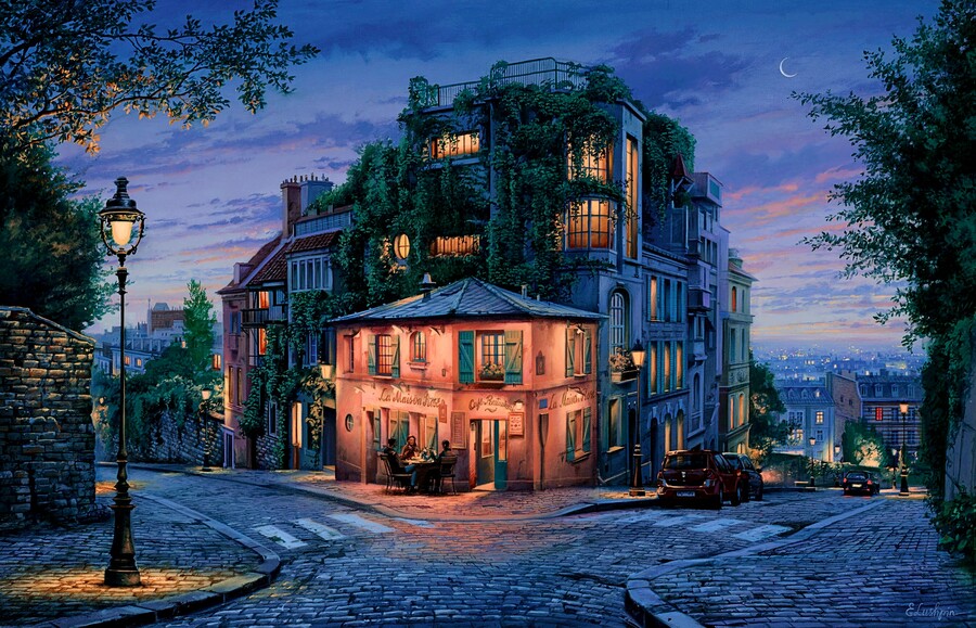 Пазл «Кафе "Розовый дом" в сумерках» из 1134 элементов | Собрать онлайн ...