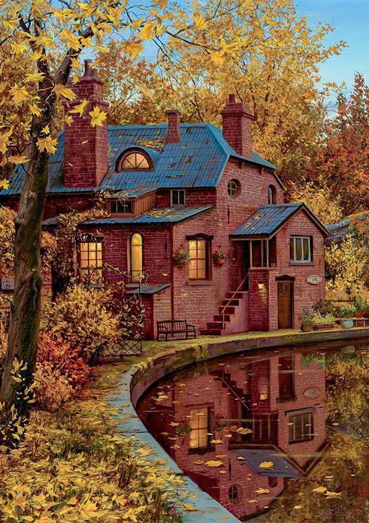 Пазл «Дом у пруда » из 204 элементов | Собрать онлайн пазл №259961