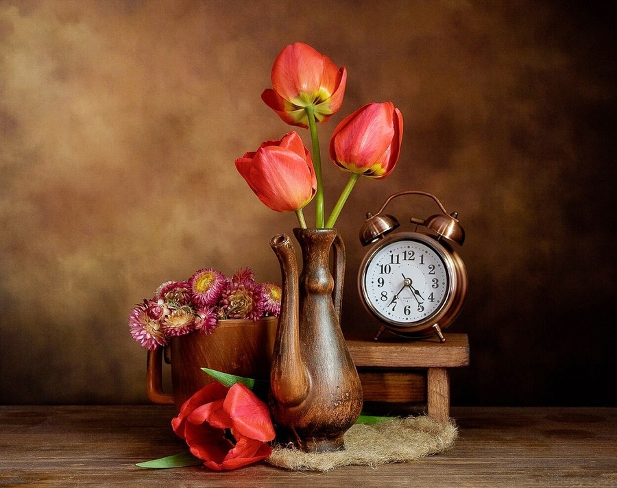 Пазл «Тюльпаны и сухоцветы » из 252 элементов | Собрать онлайн пазл №280633