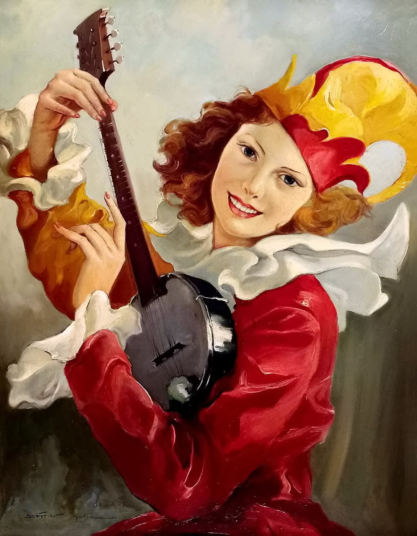 Пазл «Девушка в колпаке шута с банджо » из 252 элементов | Собрать ...