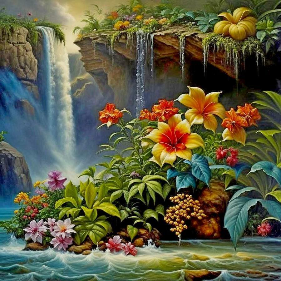 Пазл «Водопад» из 225 элементов | Собрать онлайн пазл №288888