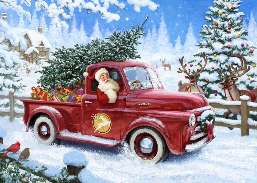 Пазл «Санта Клаус с подарками» из 140 элементов | Собрать онлайн пазл ...