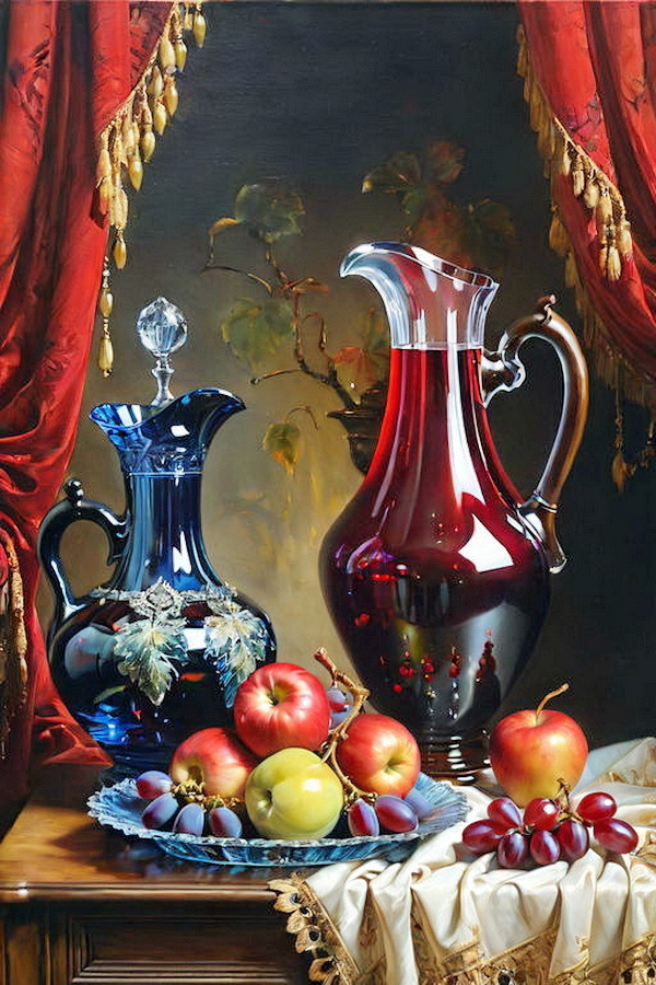 Пазл «Натюрморт с вином и фруктами» из 150 элементов | Собрать онлайн ...