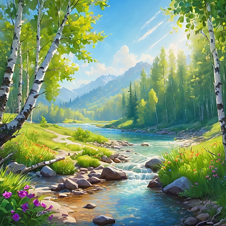 Пазл «Летний пейзаж» из 225 элементов | Собрать онлайн пазл №306027