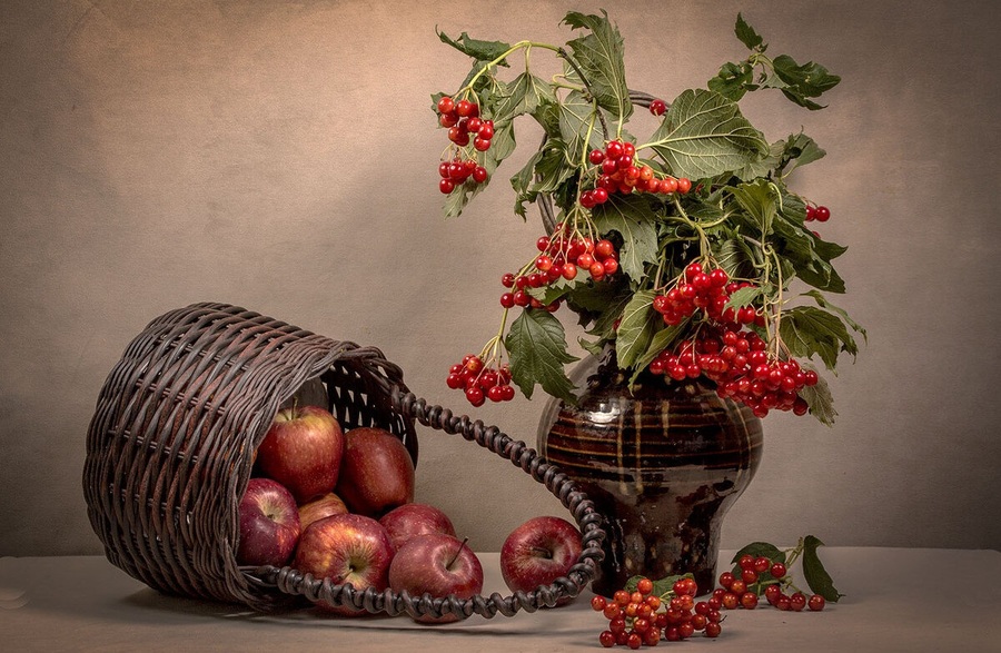 Пазл «С калиной и яблоками » из 260 элементов | Собрать онлайн пазл №310057