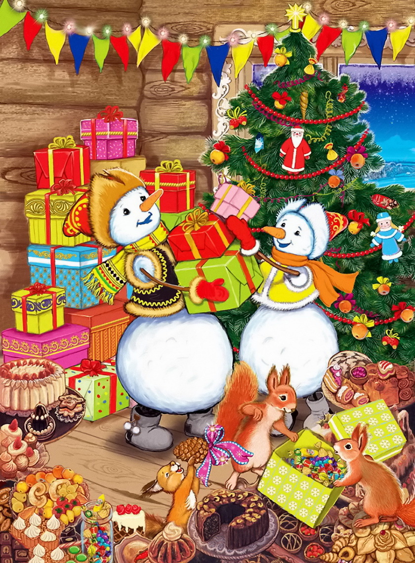 Пазл «Весёлые снеговики » из 266 элементов | Собрать онлайн пазл №316885